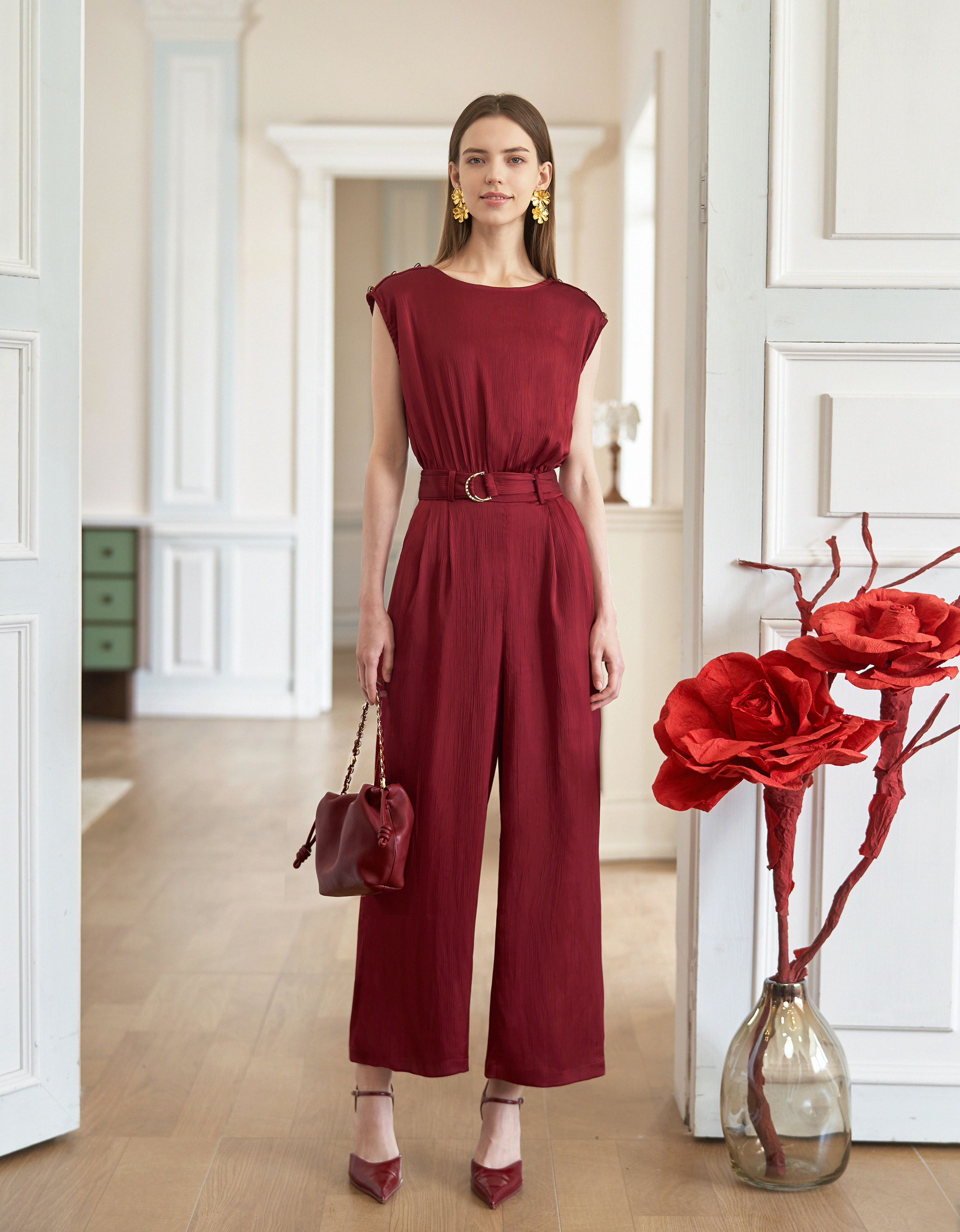 Shoulder Buttons Round Neck Jumpsuit – SaturdayClub International